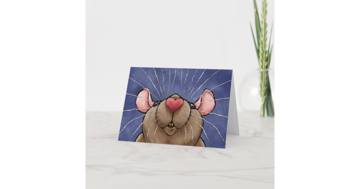 Cute Heart Rat Greeting Card | Zazzle