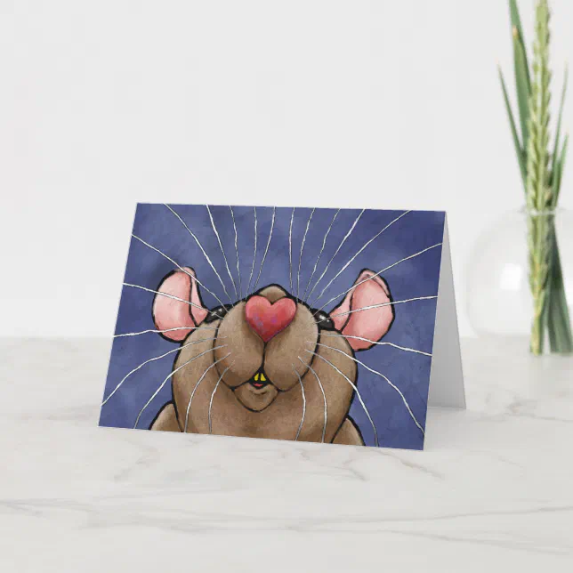 Cute Heart Rat Greeting Card | Zazzle