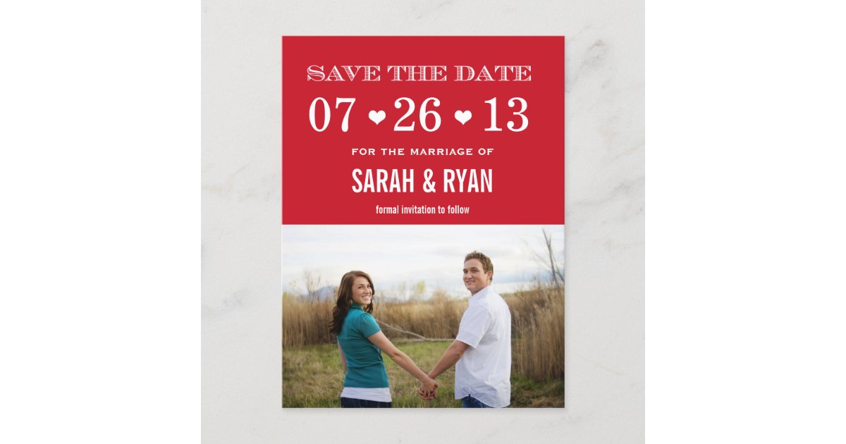 Cute Heart Red Save the Date Photo Postcards | Zazzle