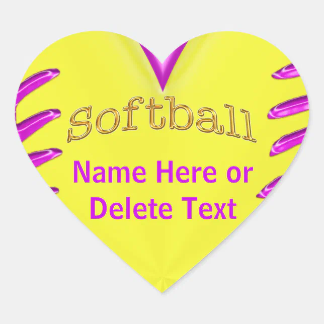 Cute Heart Shaped Personalized Softball Stickers | Zazzle