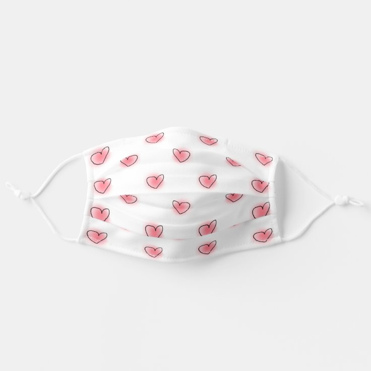 Cute Hearts Pattern Adult Cloth Face Mask | Zazzle