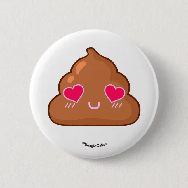 Cute Heartsy Eyes Poop Pinback Button | Zazzle