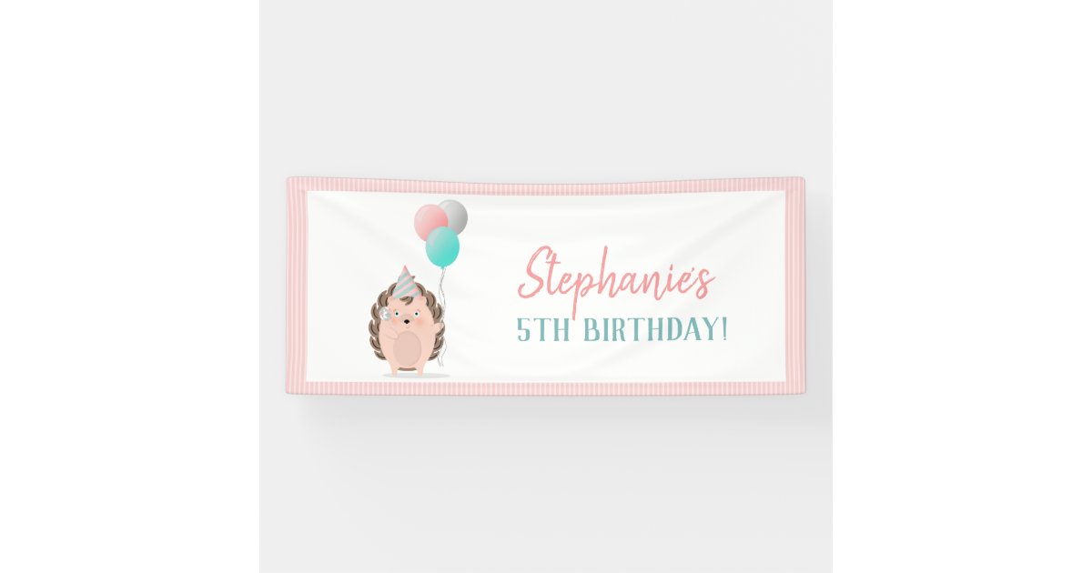 Cute Hedgehog Birthday Banner | Zazzle