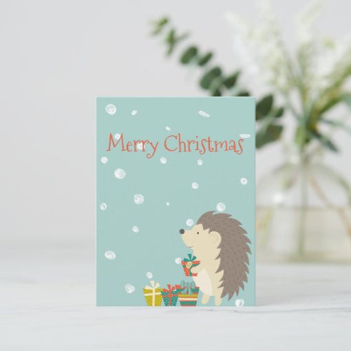 Cute Hedgehog | Christmas Postcard | Zazzle