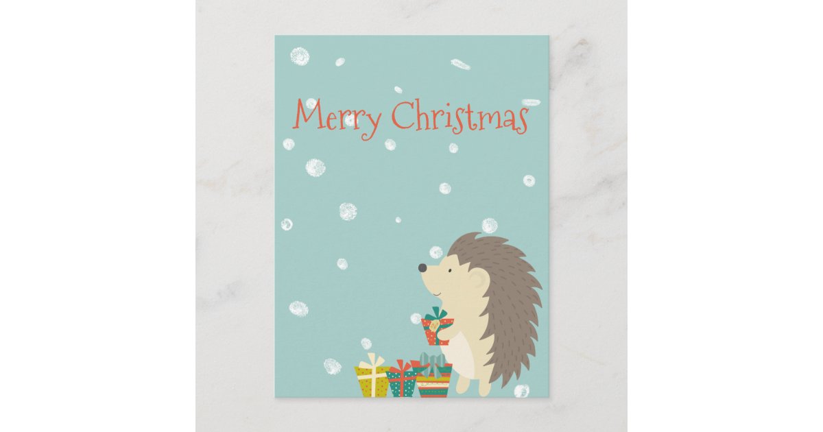 Cute Hedgehog | Christmas Postcard | Zazzle