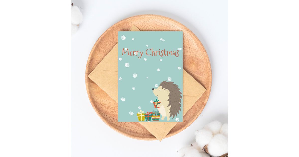 Cute Hedgehog | Christmas Postcard | Zazzle