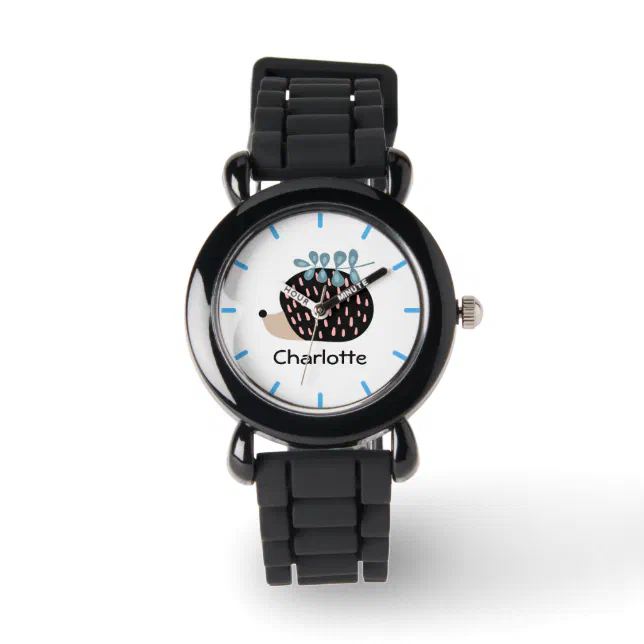 Cute Hedgehog Custom Name Personalized Kids Watch | Zazzle