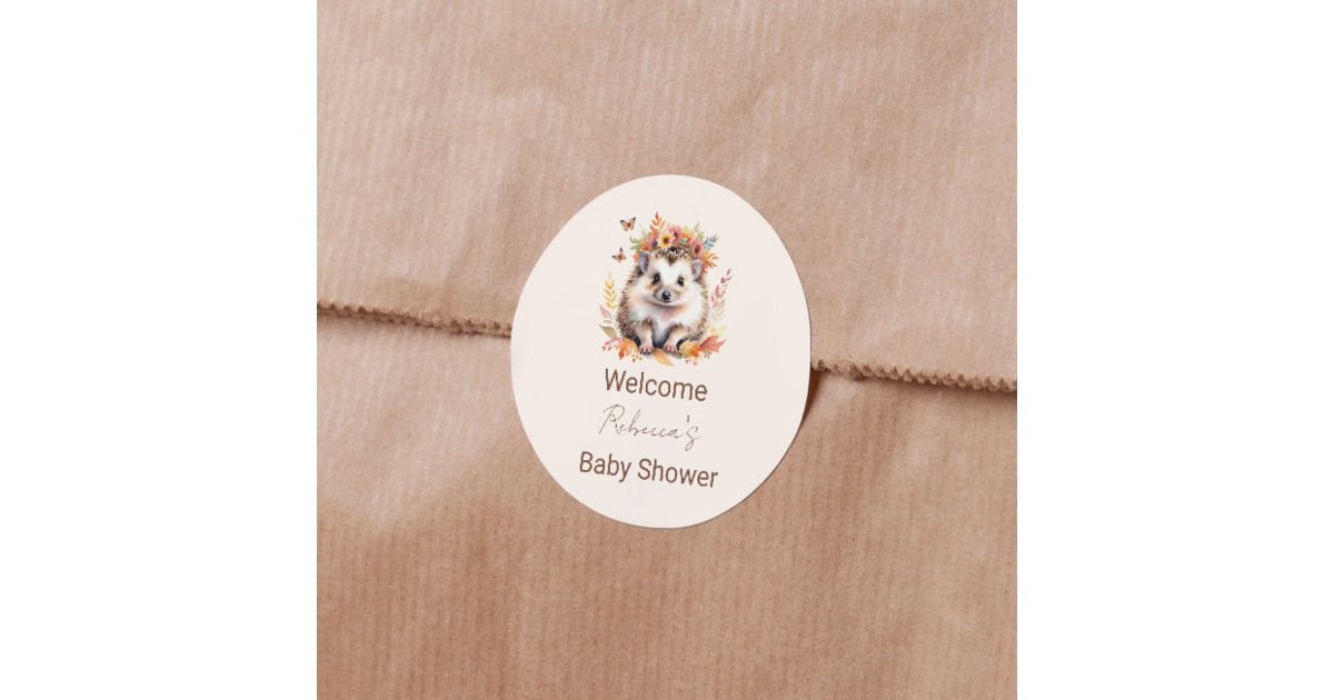 Cute Hedgehog Fall Woodland Welcome Classic Round Sticker | Zazzle