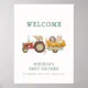 Cute Hedgehog Farm Tractor Baby Shower Welcome Poster | Zazzle