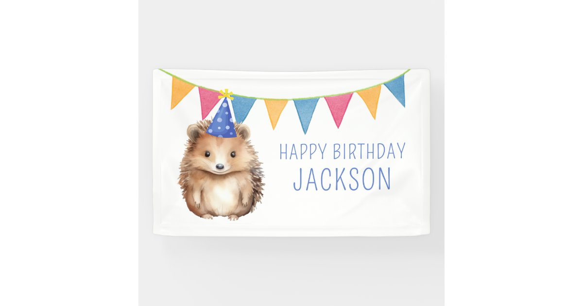 Cute hedgehog, kids birthday party banner | Zazzle
