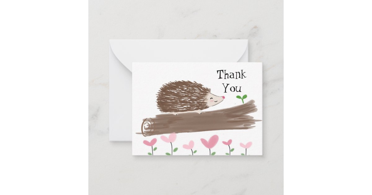 Cute Hedgehog Thank You Card | Zazzle