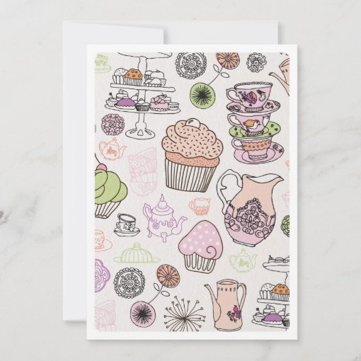 Cute high tea coffee cupcake pattern invitation | Zazzle