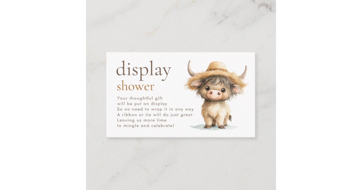 Cute Highland Cow Display Baby Shower Enclosure Card | Zazzle