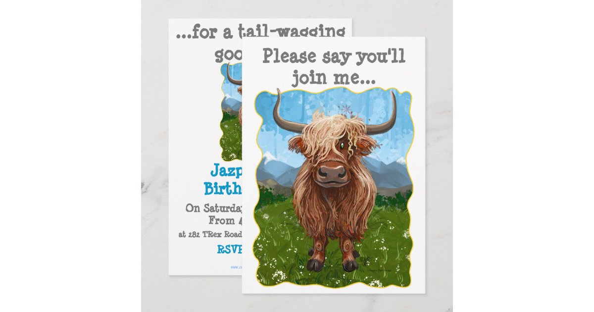 Cute Highland Cow Party Invitation | Zazzle