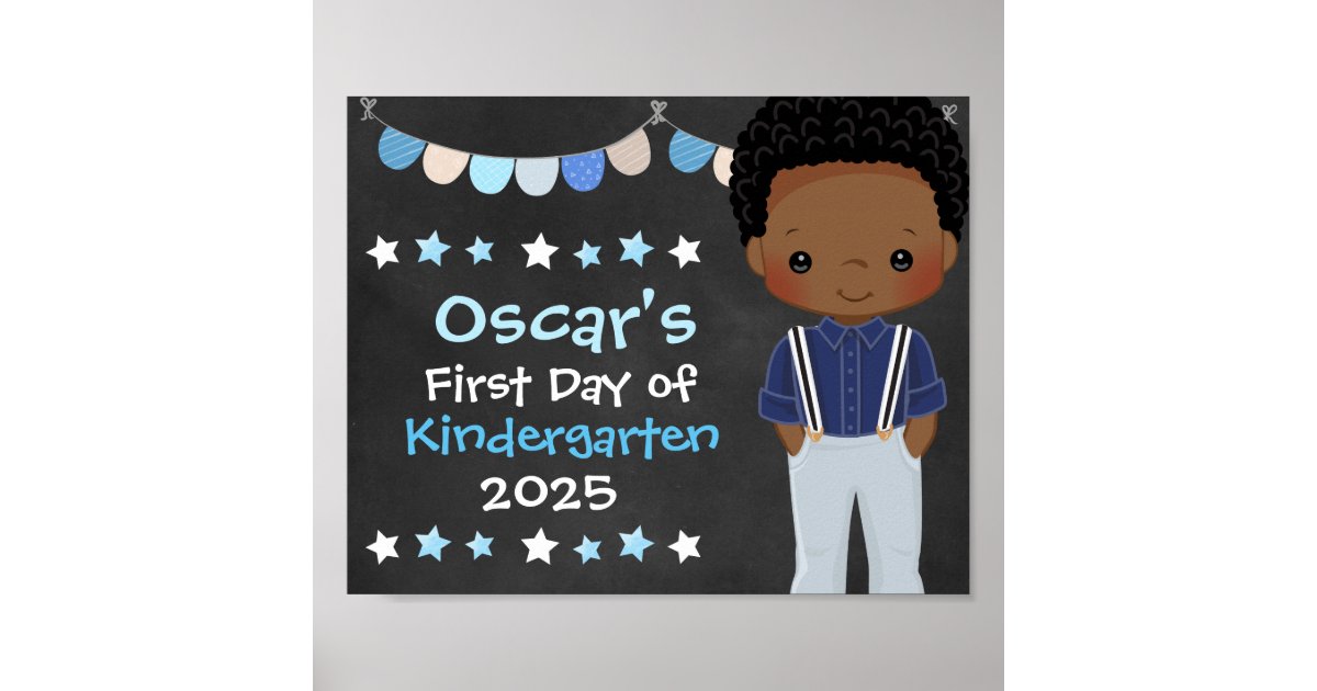 Cute Hip School Boy First Day of School Chalkboard Poster | Zazzle