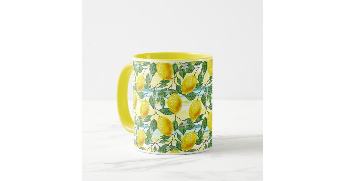 Cute Hip Tropical Summer Lemon Fruit Pattern Mug | Zazzle