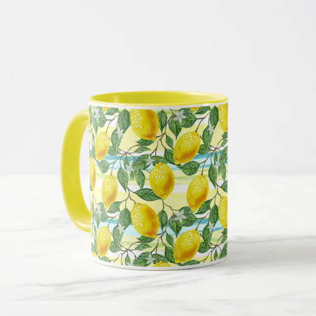 Cute Hip Tropical Summer Lemon Fruit Pattern Mug | Zazzle
