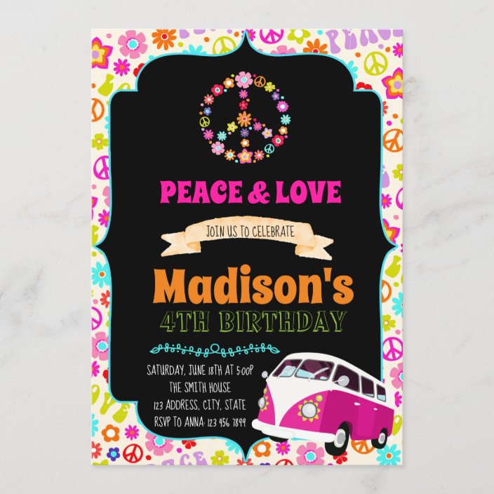 Cute hippie party invitation | Zazzle.com