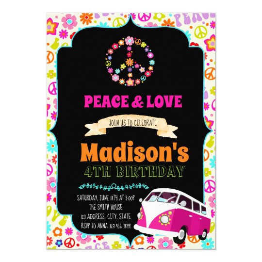 Cute hippie party invitation | Zazzle.com
