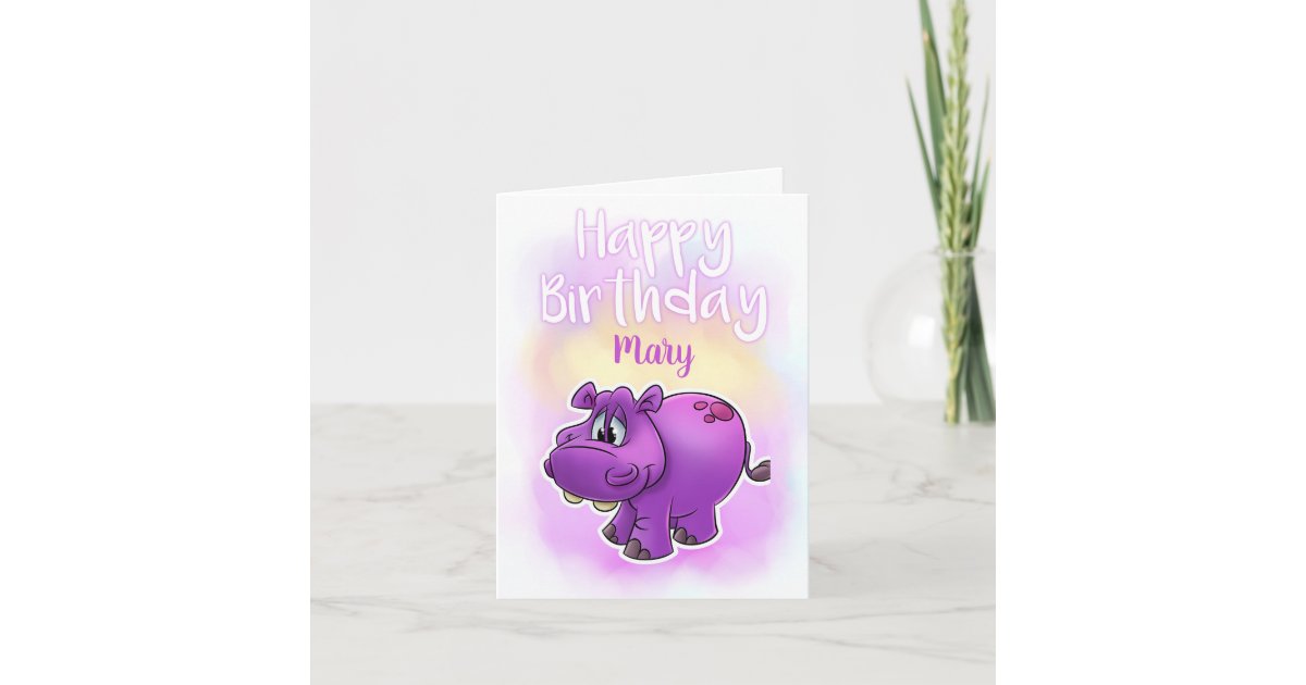 Cute Hippo Birthday Card | Zazzle