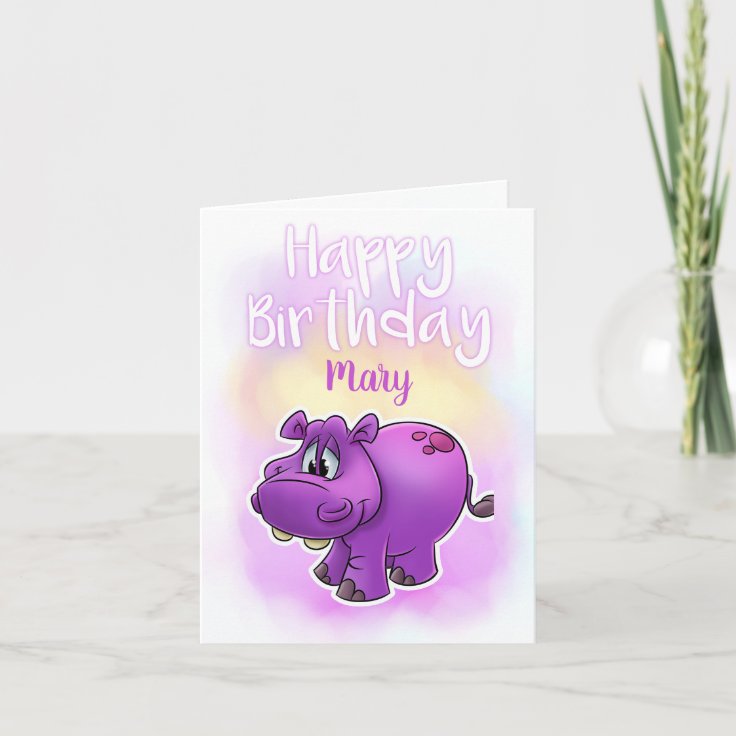 Cute Hippo Birthday Card | Zazzle