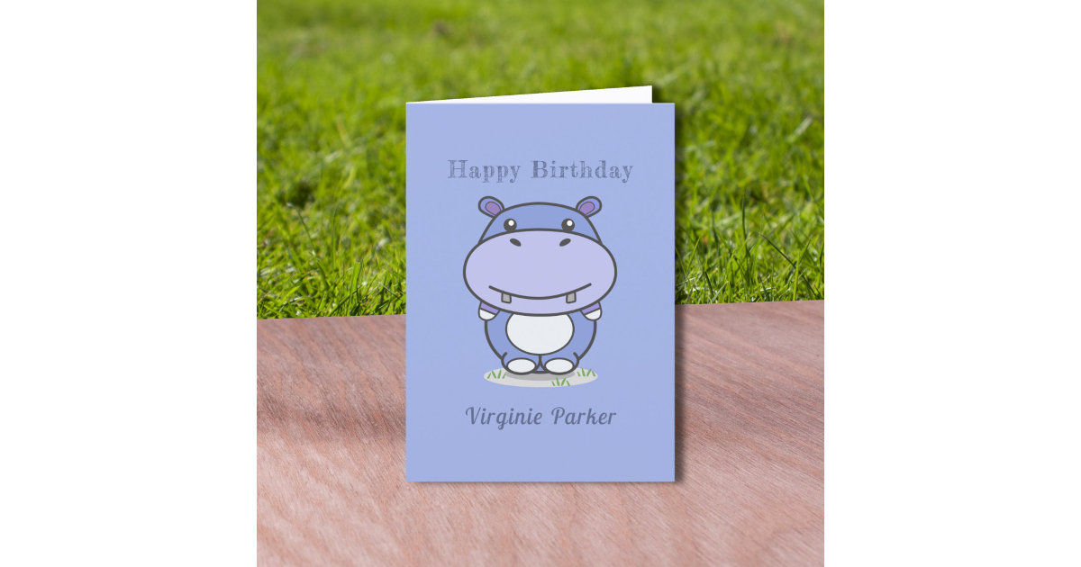 Cute Hippo Birthday Card | Zazzle
