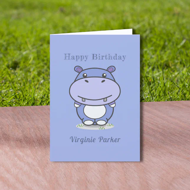 Cute Hippo Birthday Card | Zazzle