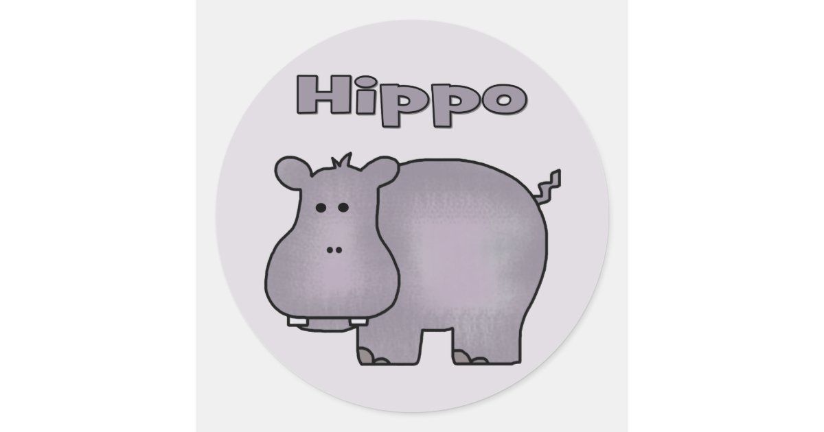 Cute Hippo Classic Round Sticker | Zazzle