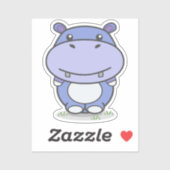 Cute Hippo Custom-Cut Sticker | Zazzle