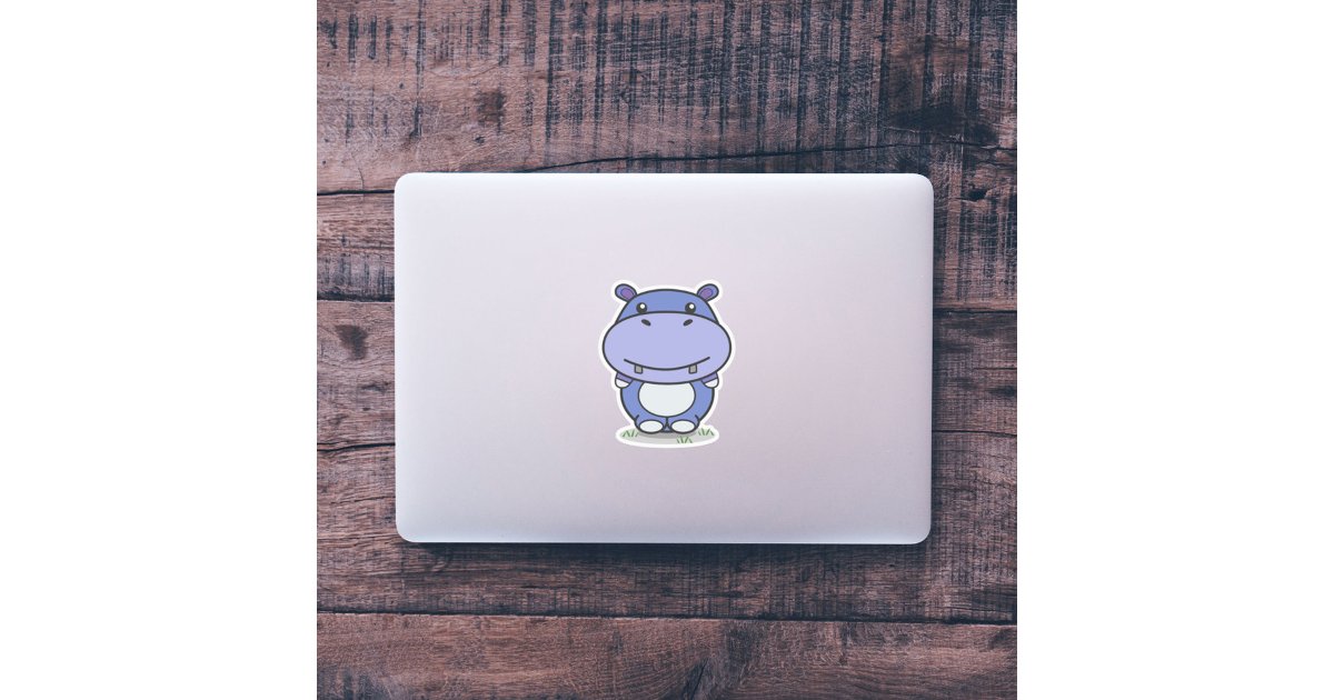 Cute Hippo Custom-Cut Sticker | Zazzle