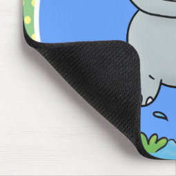 Cute hippo jumping cartoon illustration mouse pad | Zazzle