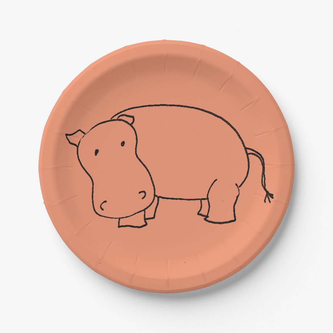 cute hippo paper plate | Zazzle