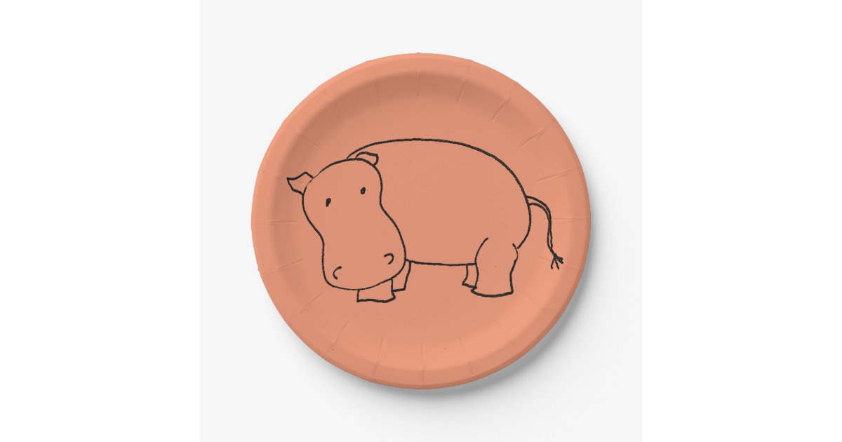 cute hippo paper plate | Zazzle