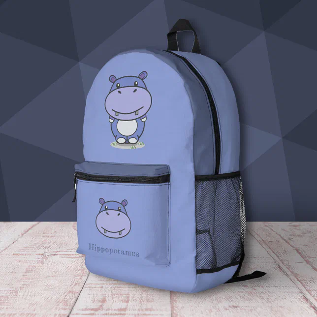 Cute Hippo Printed Backpack | Zazzle