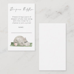 Cute Hippo Script Diaper Raffle Baby Shower Enclosure Card | Zazzle