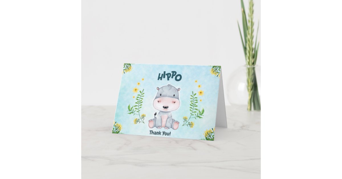 Cute Hippo Thank You Notes | Zazzle