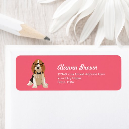 Cute Hipster Beagle Puppy Dog for Dog Lovers Label | Zazzle