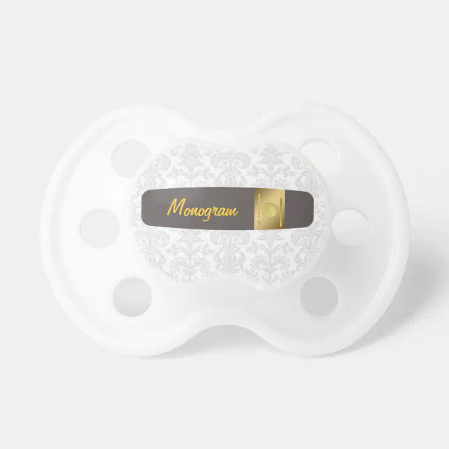 Cute Hipster Brown Cigar Gold Accent Pacifier | Zazzle