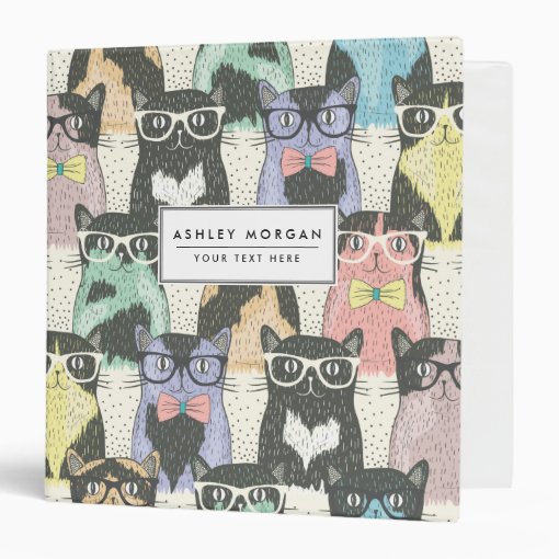 Cute Hipster Cats Pattern Binder | Zazzle