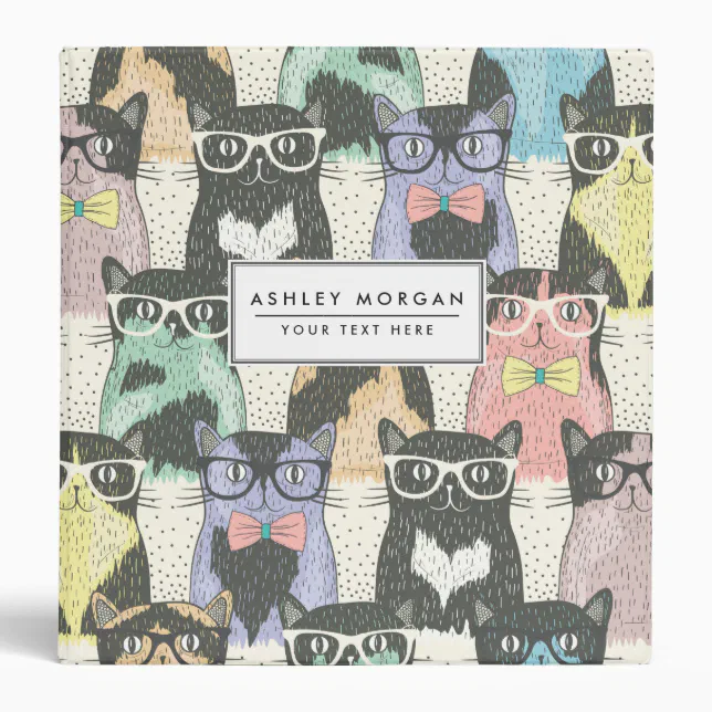 Cute Hipster Cats Pattern Binder | Zazzle