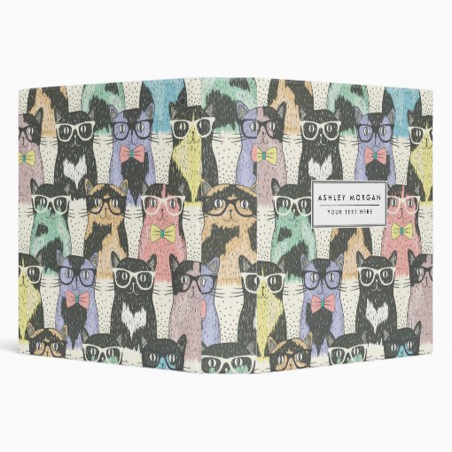 Cute Hipster Cats Pattern Binder | Zazzle