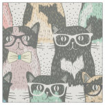 Hipster Cute Cats Pattern Fabric | Zazzle.com