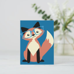 Cute Hipster Glasses Fox Postcard | Zazzle