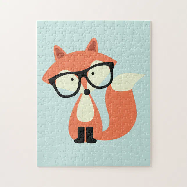 Cute Hipster Red Fox Jigsaw Puzzle | Zazzle