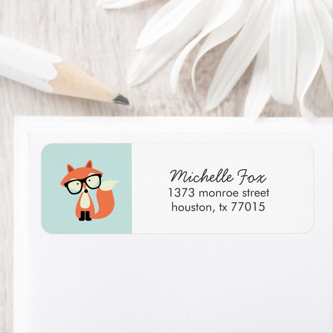 Cute Hipster Red Fox Label | Zazzle