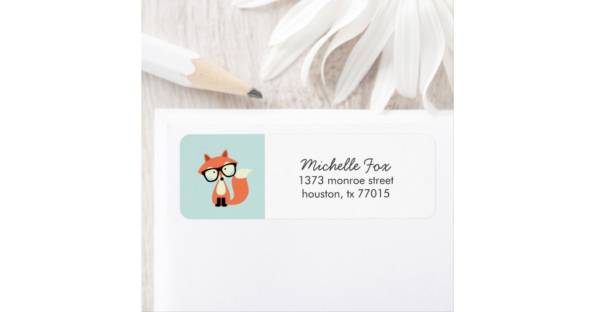 Cute Hipster Red Fox Label | Zazzle