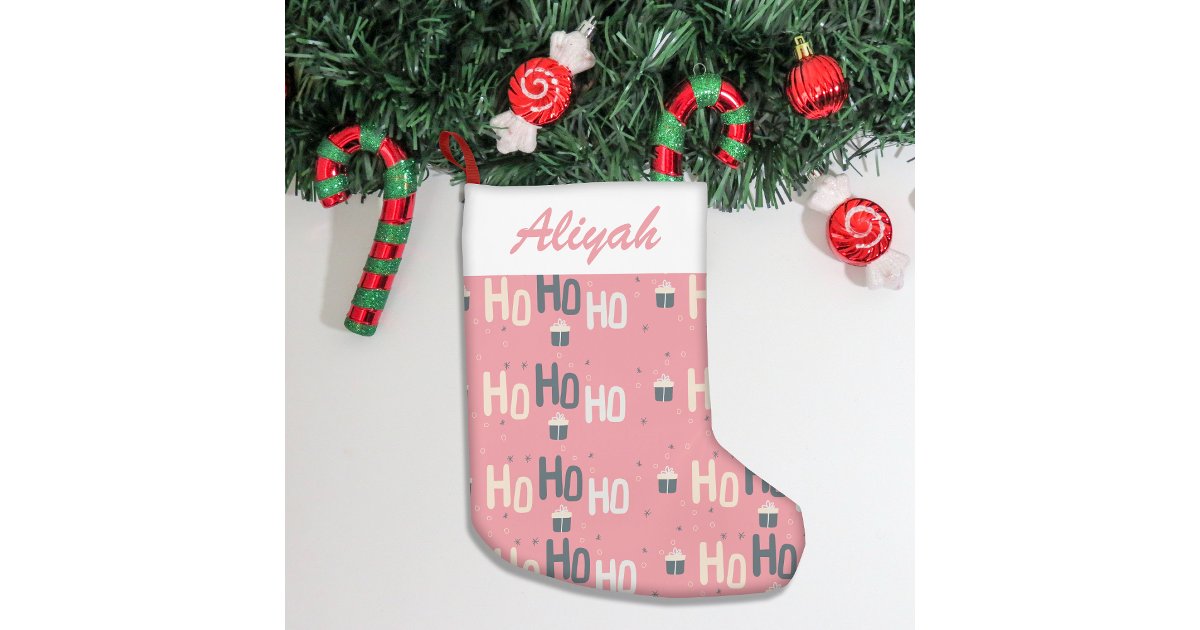 Cute Ho Ho Ho Pink Christmas Stocking | Zazzle