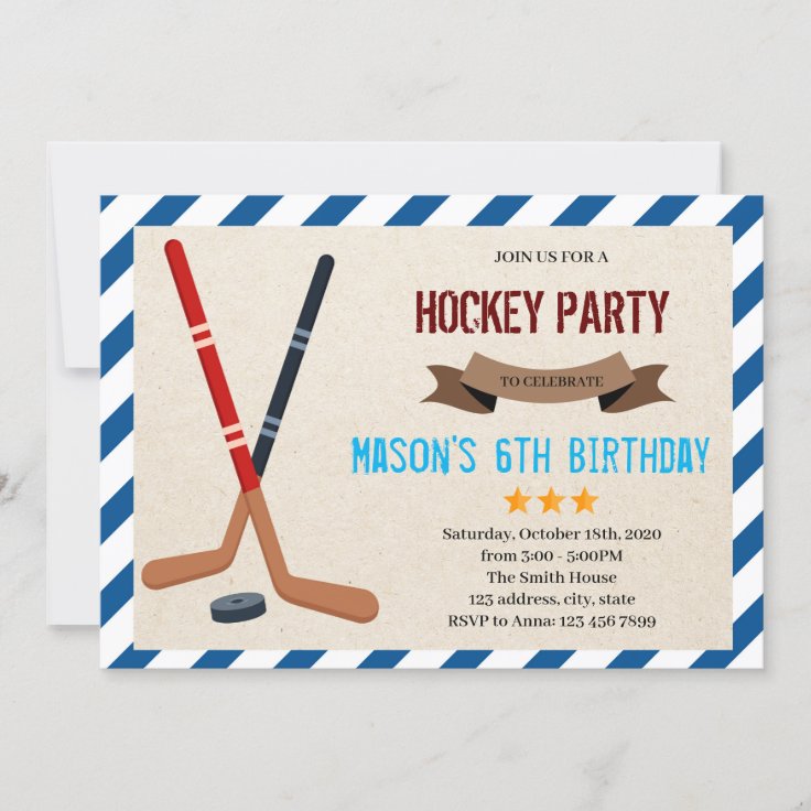 Cute hockey party Invitation | Zazzle