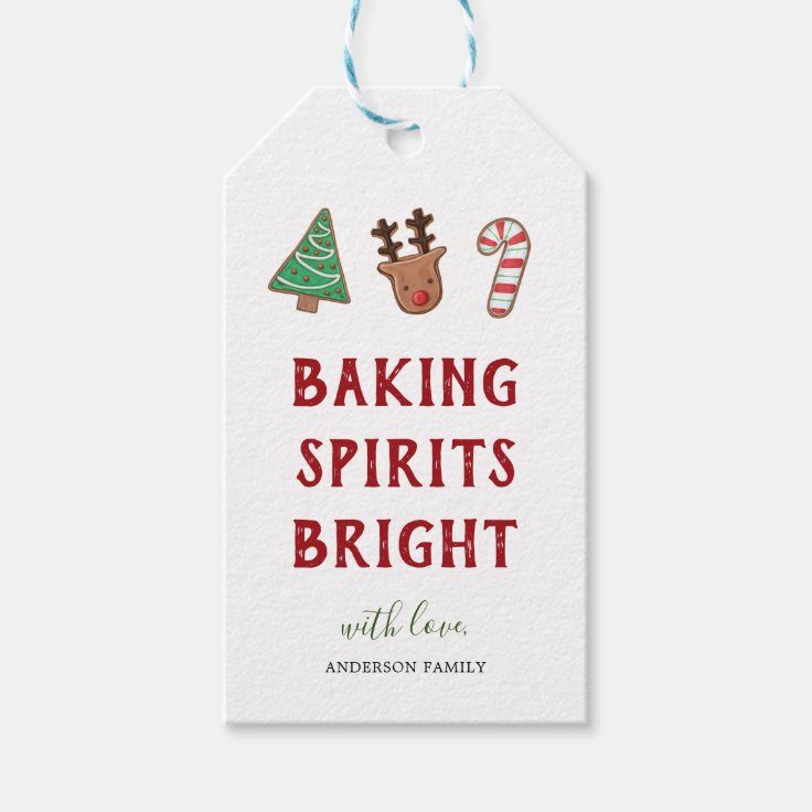 Cute Holiday Baking Spirits Bright Gift Tag | Zazzle