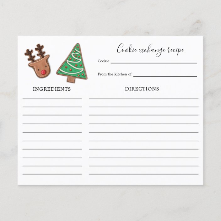 Cute Holiday Cookie Exchange Recipe card | Zazzle.com
